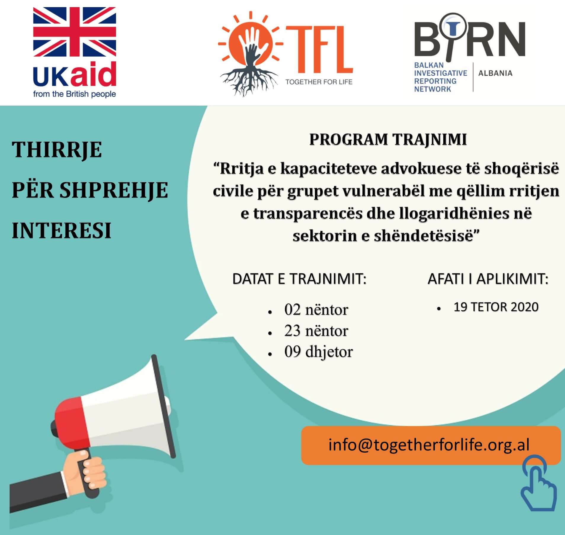 Thirrje për shprehje interesi - TogetherForLife