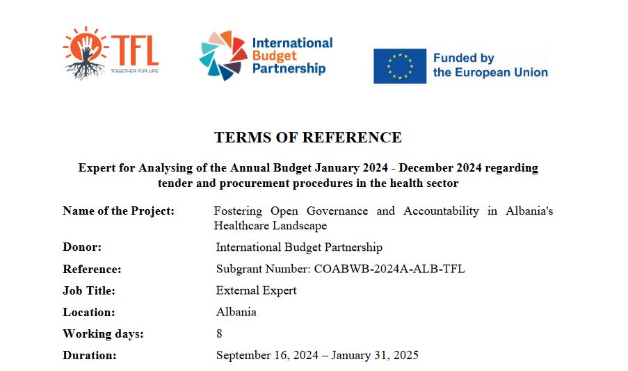 Call for Expert for Analyzing of the Annual Budget January 2024 ...